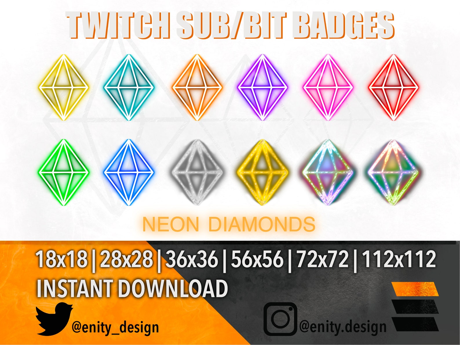 Neon Diamant Twitch Sub Abzeichen Blitz Sub-Badges Neon - Etsy.de