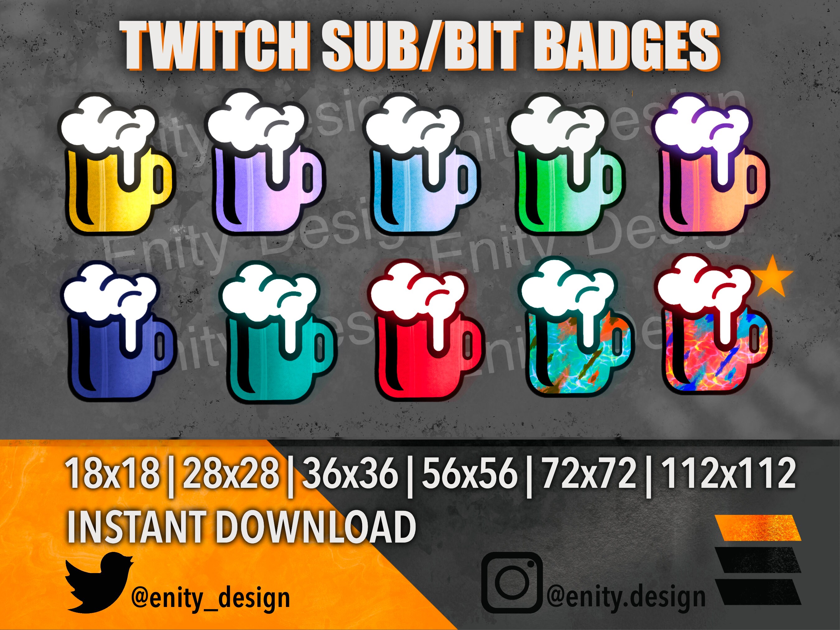Twitch Sub Badges Beer Mug Bit Badges Mug Beer Sub Badges Colorful Sub ...