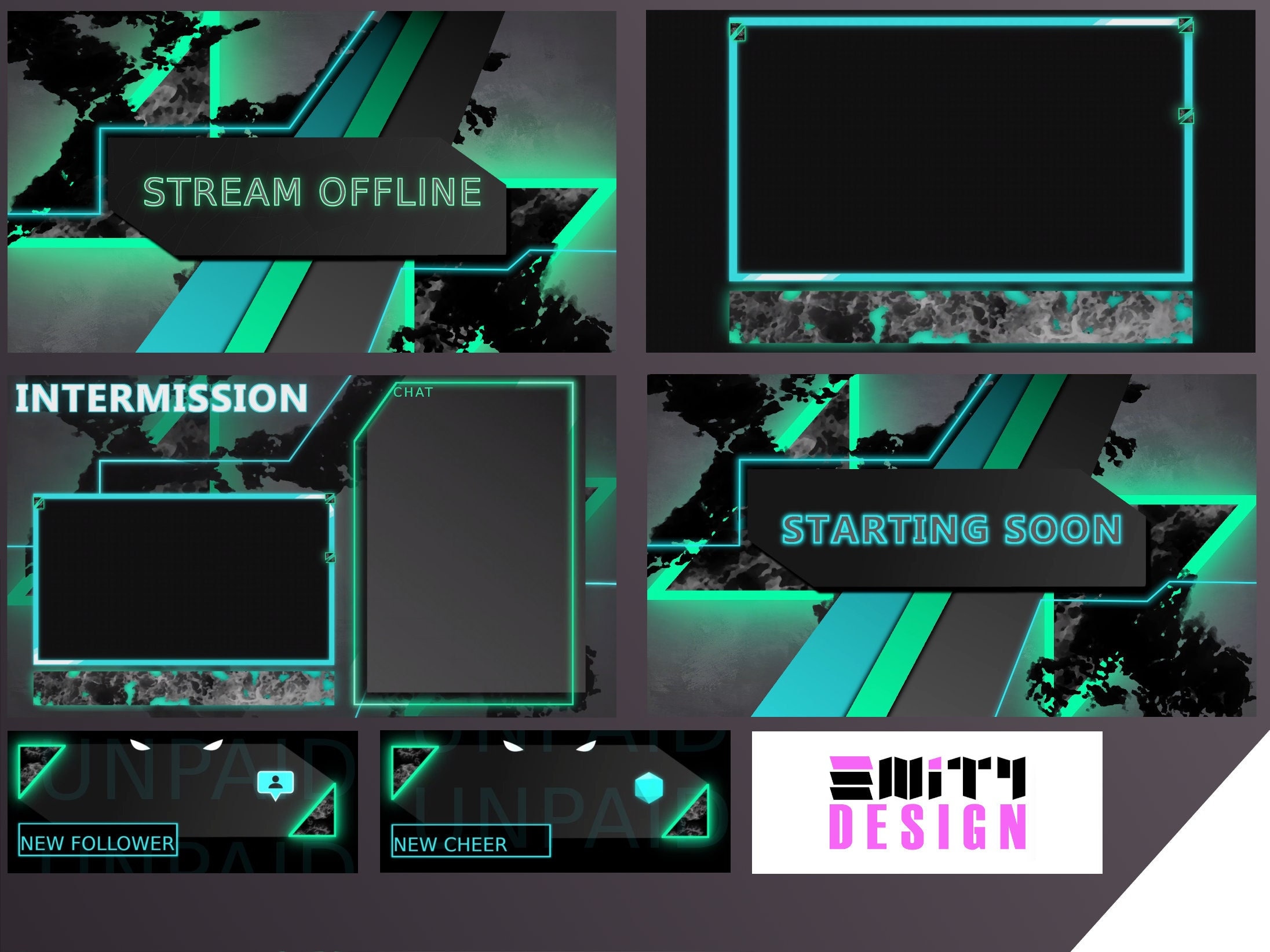 Twitch Animated Monster Neon Overlay Pack | Glow | Horror Twitch ...