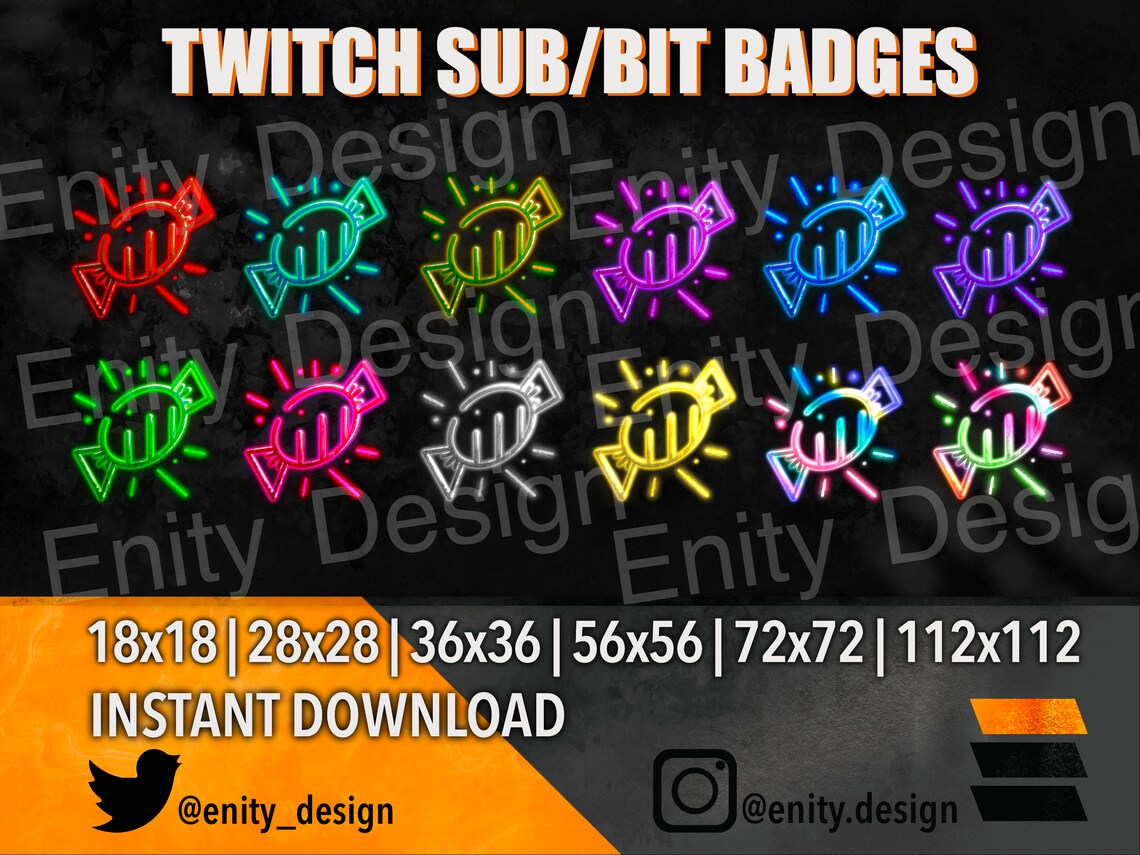 Neon Candy Twitch Sub Badges Led Sub Badges Neon Streamer Badges Bit ...