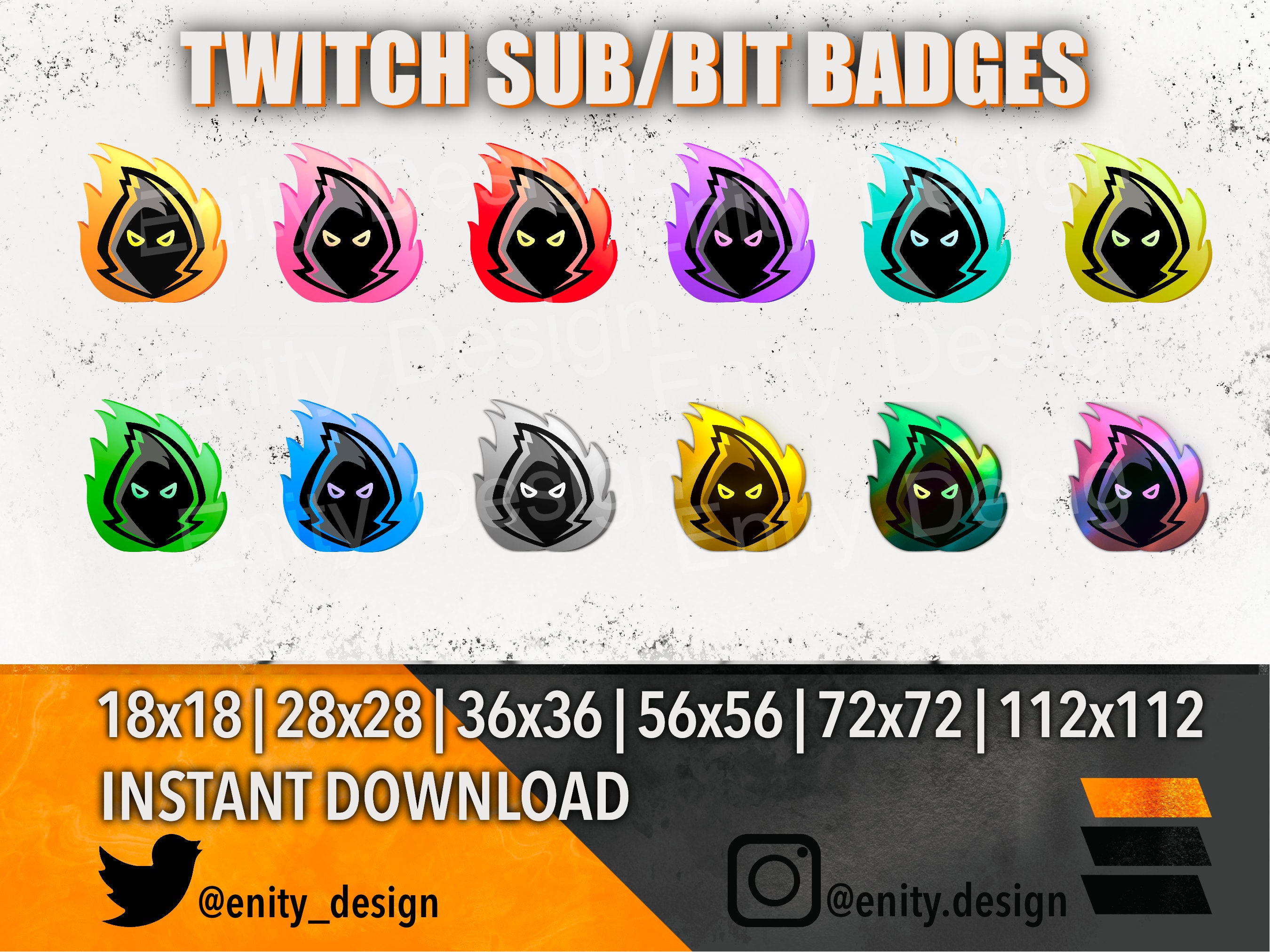 12 Sub/bit Badges | Fire Ninja | Ninja Sub Bagdes | Fire Sub Badges ...