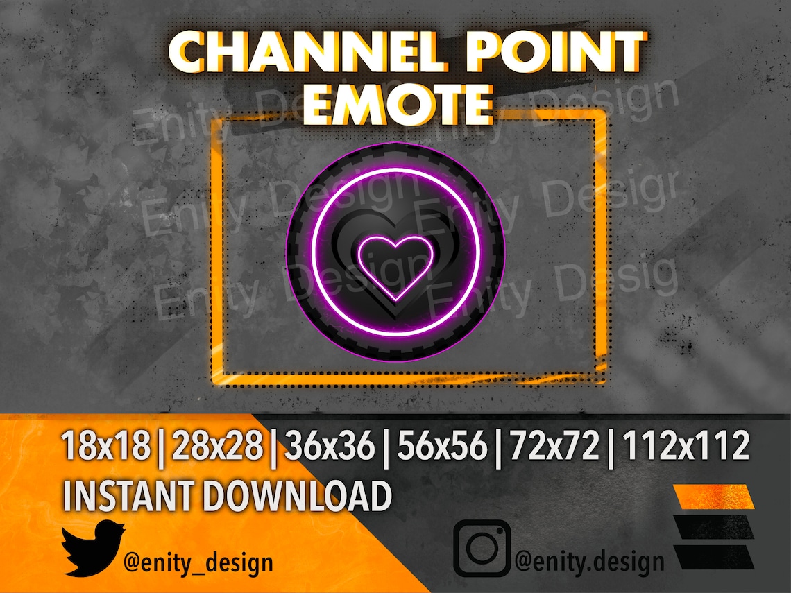 Channel Point Neon Heart Coin Twitch Channel Point Emote Loyality Coin ...