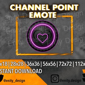Channel Point Neon Heart Coin Twitch Channel Point Emote Loyality Coin ...