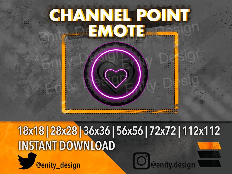 Channel Point Neon Heart Coin Twitch Channel Point Emote Loyality Coin ...