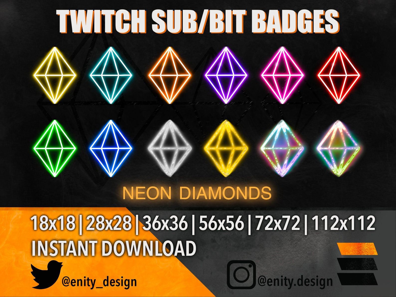 Neon Diamant Twitch Sub Abzeichen Blitz Sub-Badges Neon - Etsy.de