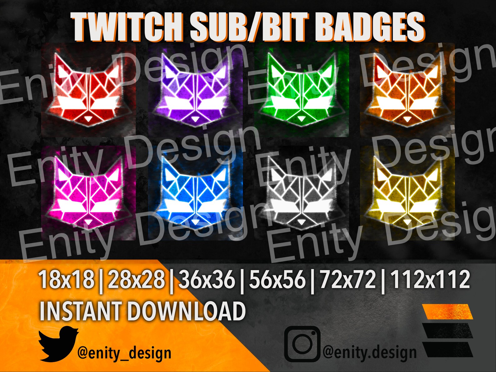 Twitch Sub Badges Demon Cat Cat Twich Badges Horror Streamer Badges ...