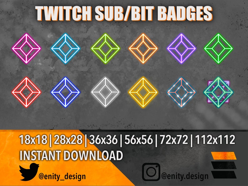 Twitch Bit Badges Modern Gem | Neon Bit Badges | Crystal Loyality ...