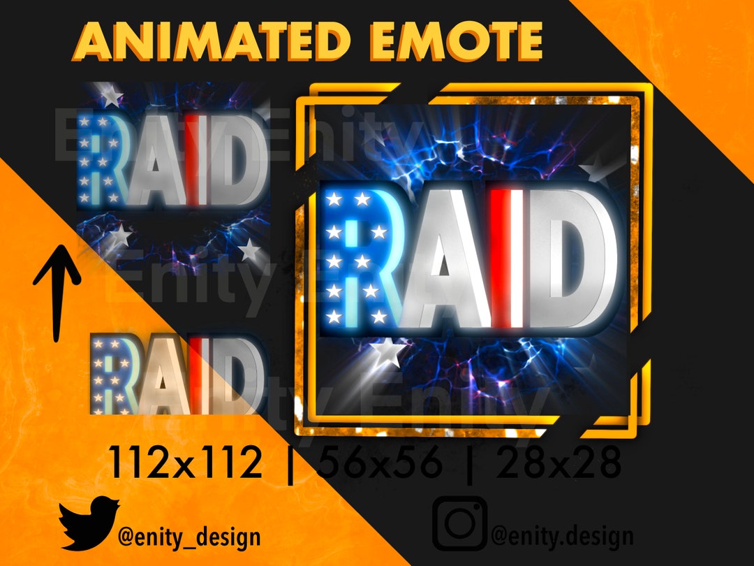 Twitch Emote USA RAID | Animated + Static Emote | From 112x122 to 28x28 ...