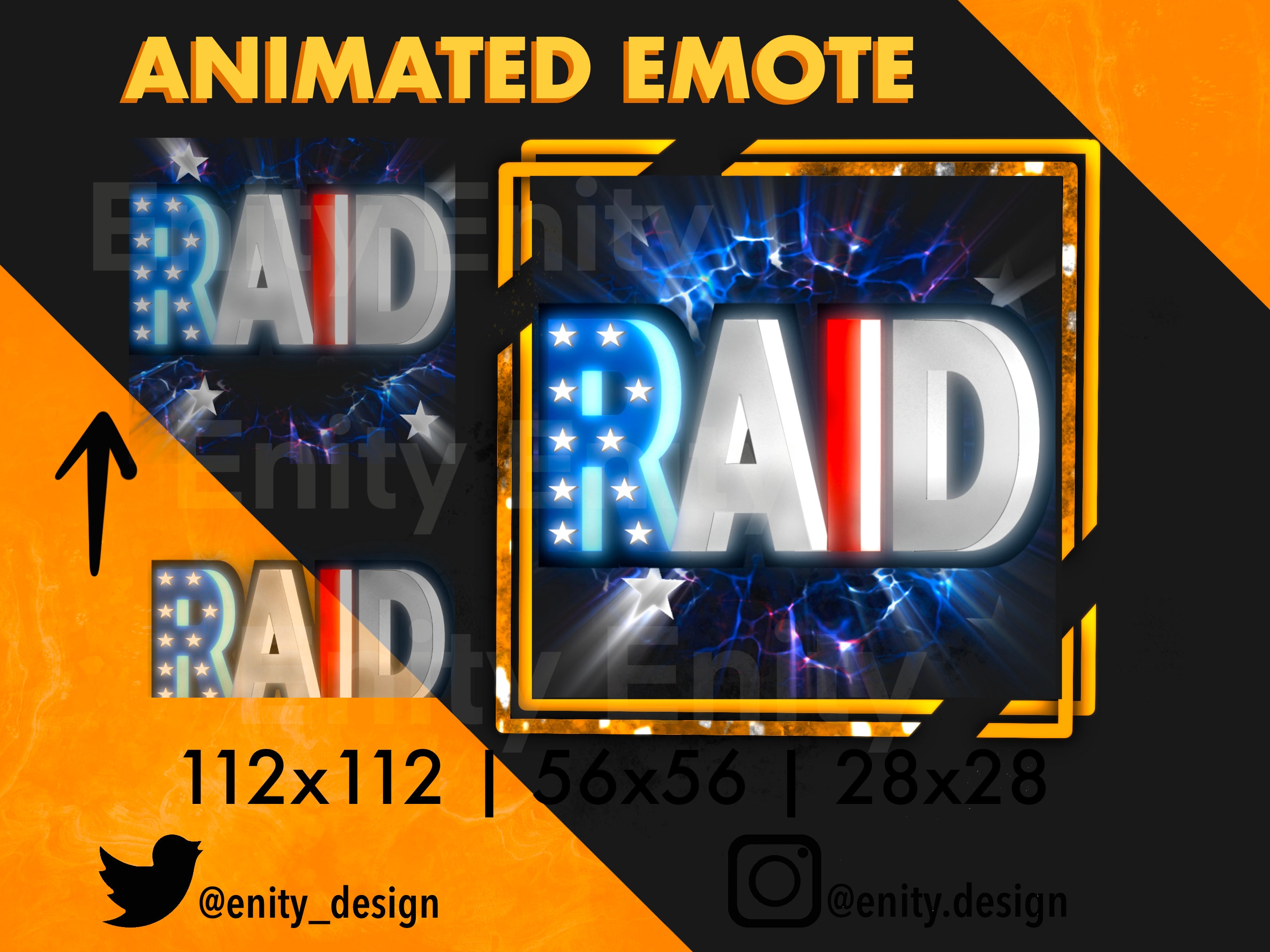Twitch Emote USA RAID | Animated + Static Emote | From 112x122 to 28x28 ...