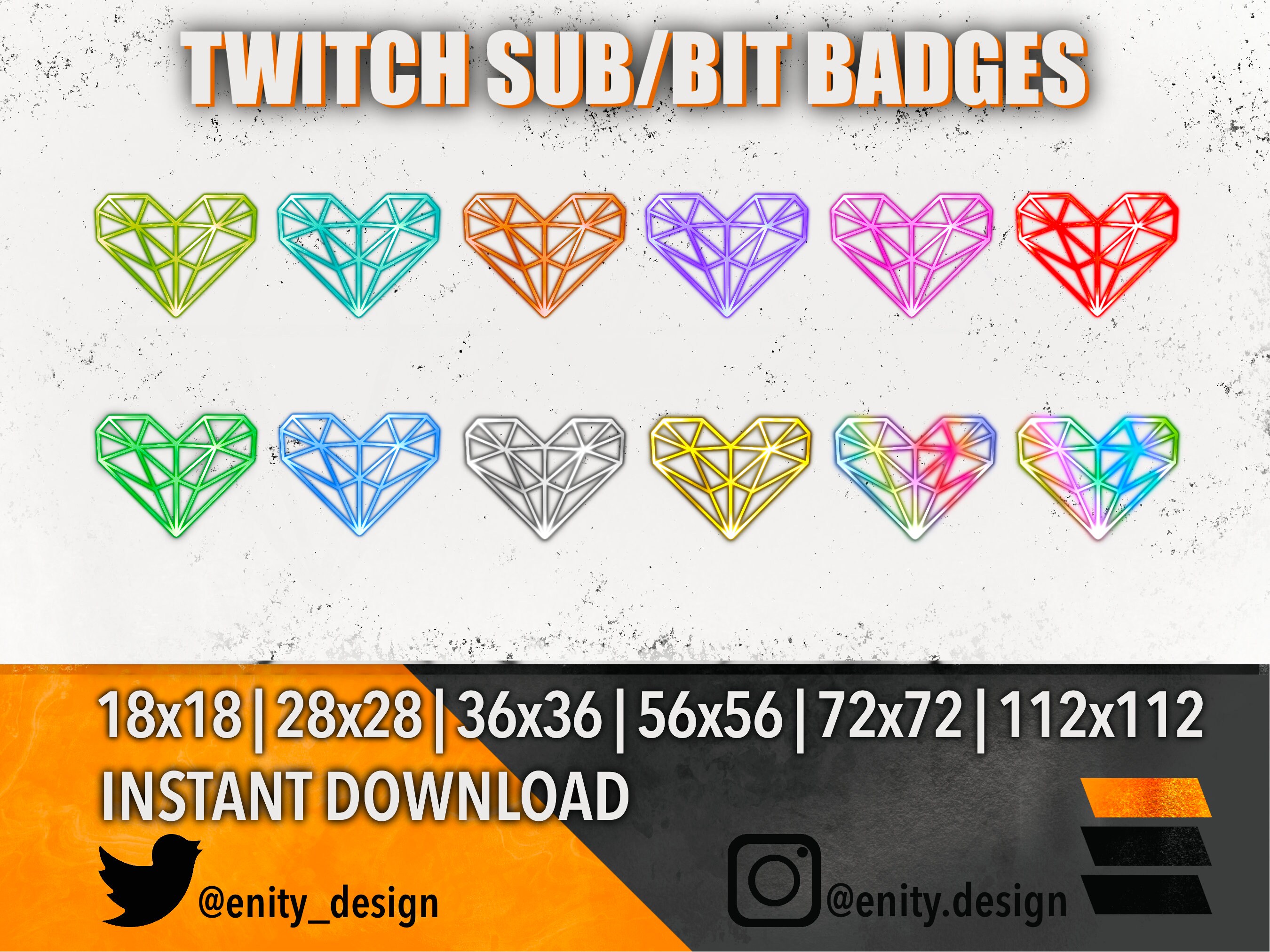 Neon Heart Twitch Sub Badges | Diamond Bit Badges | Neon Streamer ...