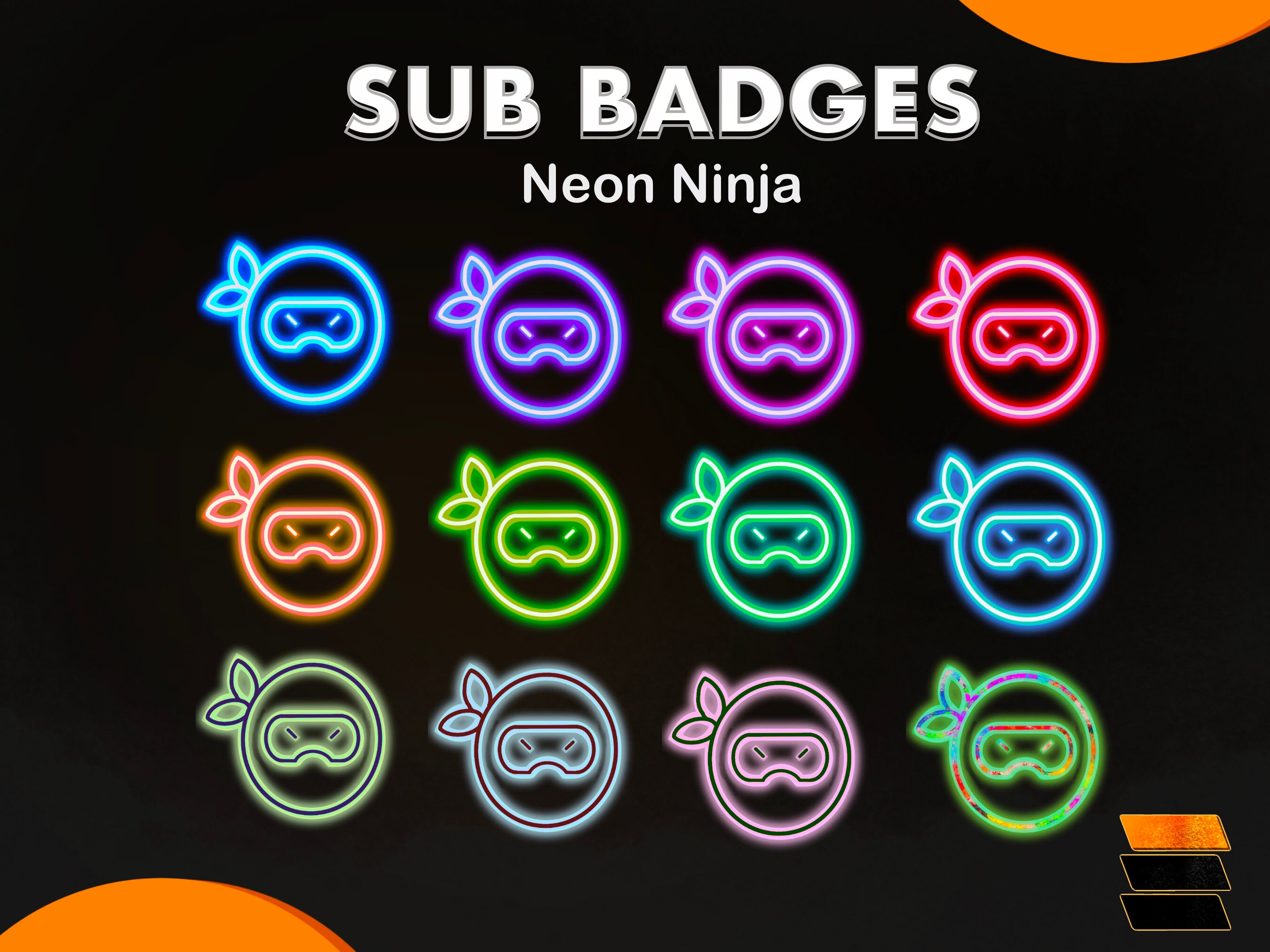 Neon Ninja Sub Badges Neon Bit Badges Glow Samurai Demon Japan Ninja ...