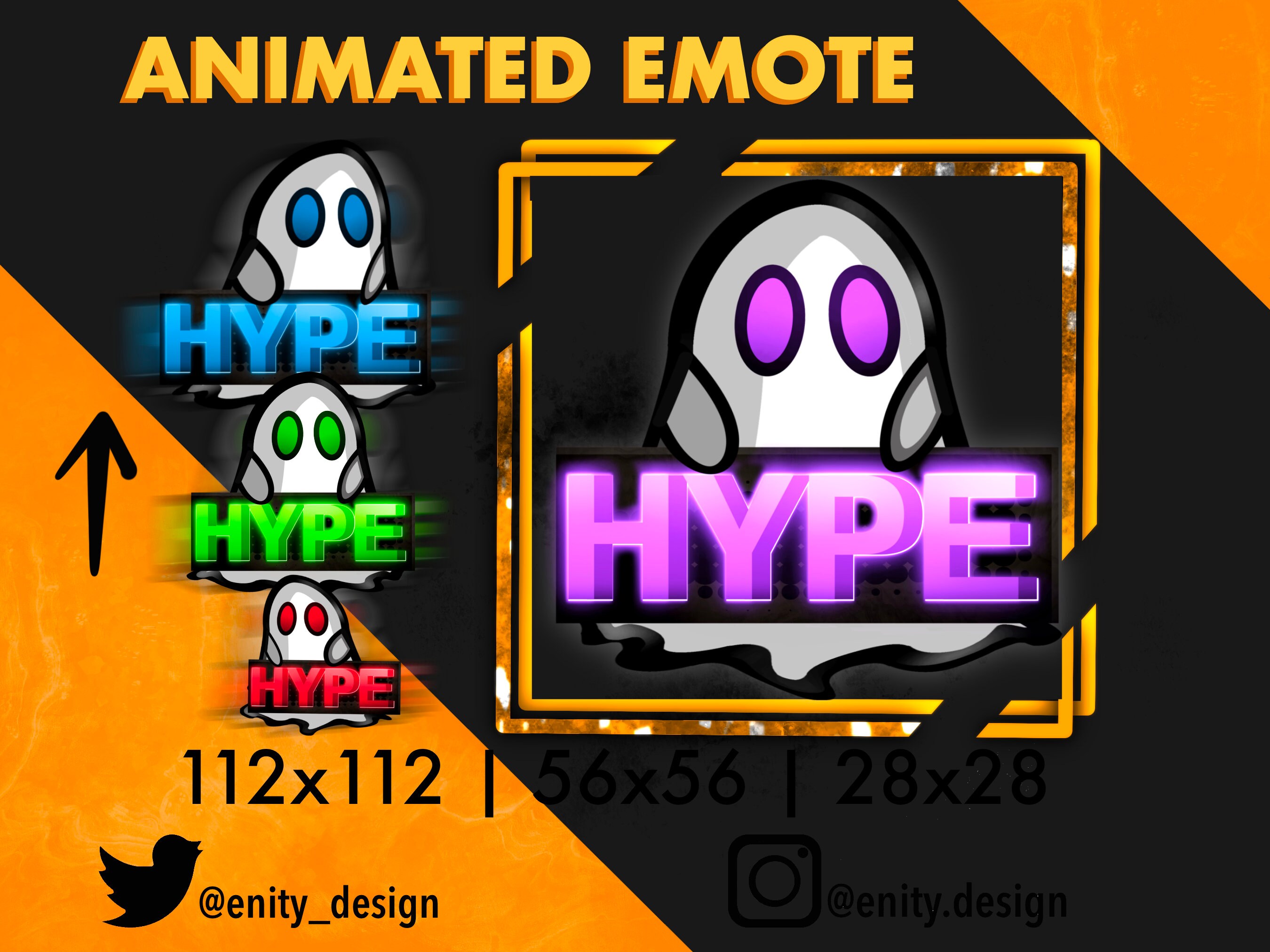 Animated Emote Ghost Hype | Twitch Emote Halloween | Twitch Emote Ghost | RGB Hype Emote ...