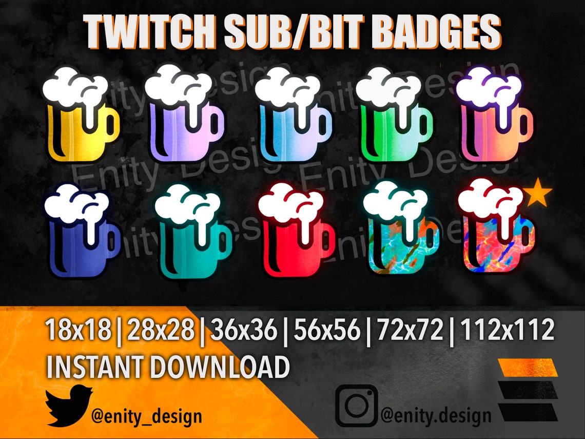 Twitch Sub Badges Beer Mug Bit Badges Mug Beer Sub Badges Colorful Sub ...