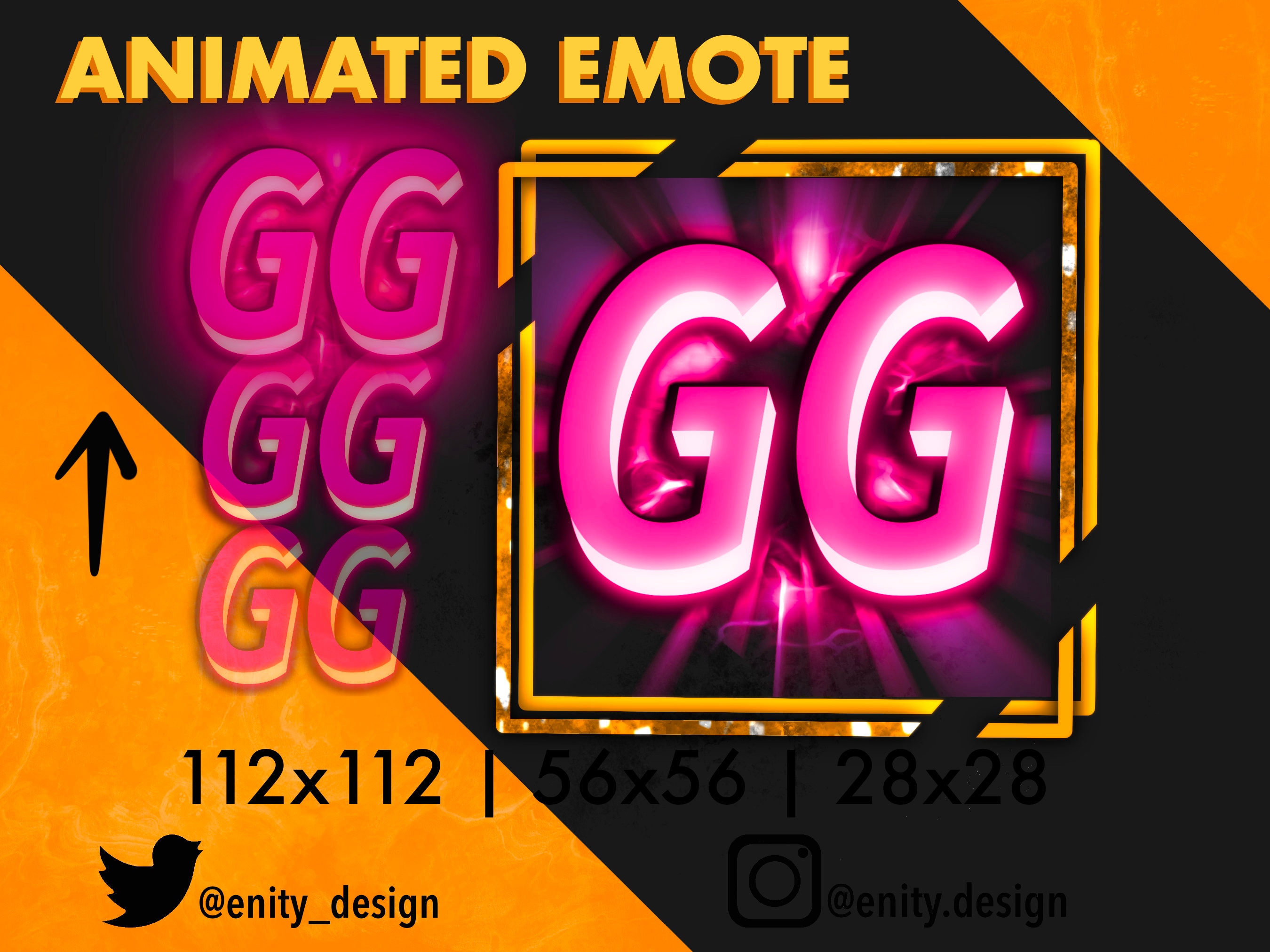 Animé GG Emote Pink démote rose démote Twitch GG animée Twitch Emote de ...
