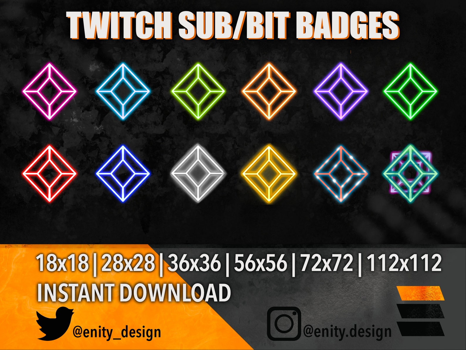 Twitch Bit Badges Modern Gem | Neon Bit Badges | Crystal Loyality ...