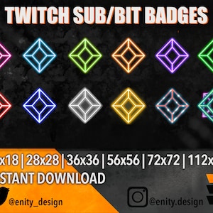 Twitch Bit Badges Modern Gem | Neon Bit Badges | Crystal Loyality ...