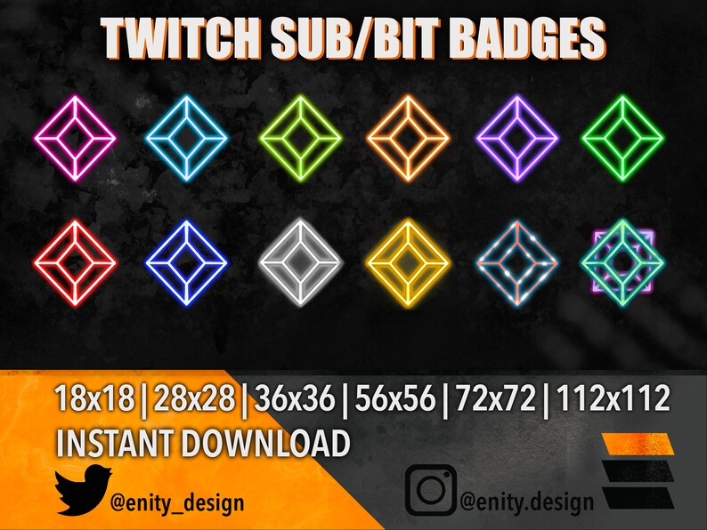 Twitch Bit Badges Modern Gem | Neon Bit Badges | Crystal Loyality ...