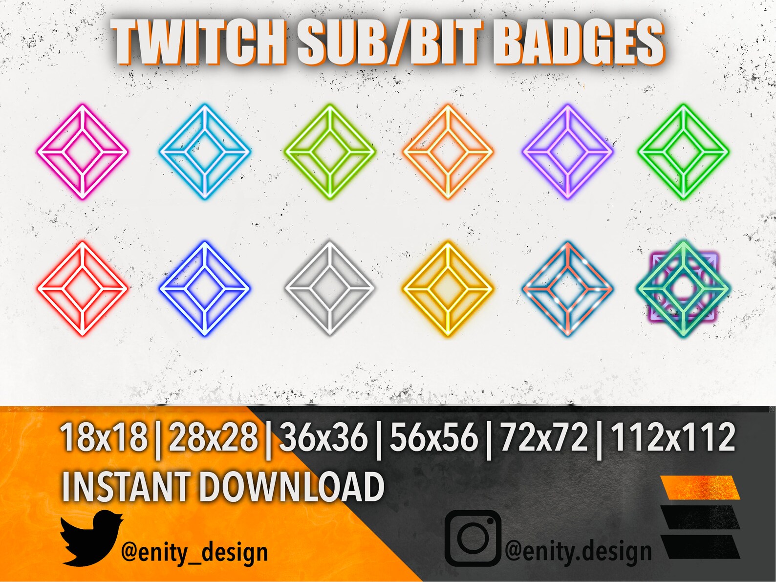 Twitch Bit Badges Modern Gem | Neon Bit Badges | Crystal Loyality ...