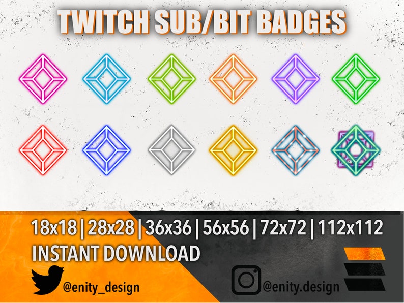 Twitch Bit Badges Modern Gem | Neon Bit Badges | Crystal Loyality ...