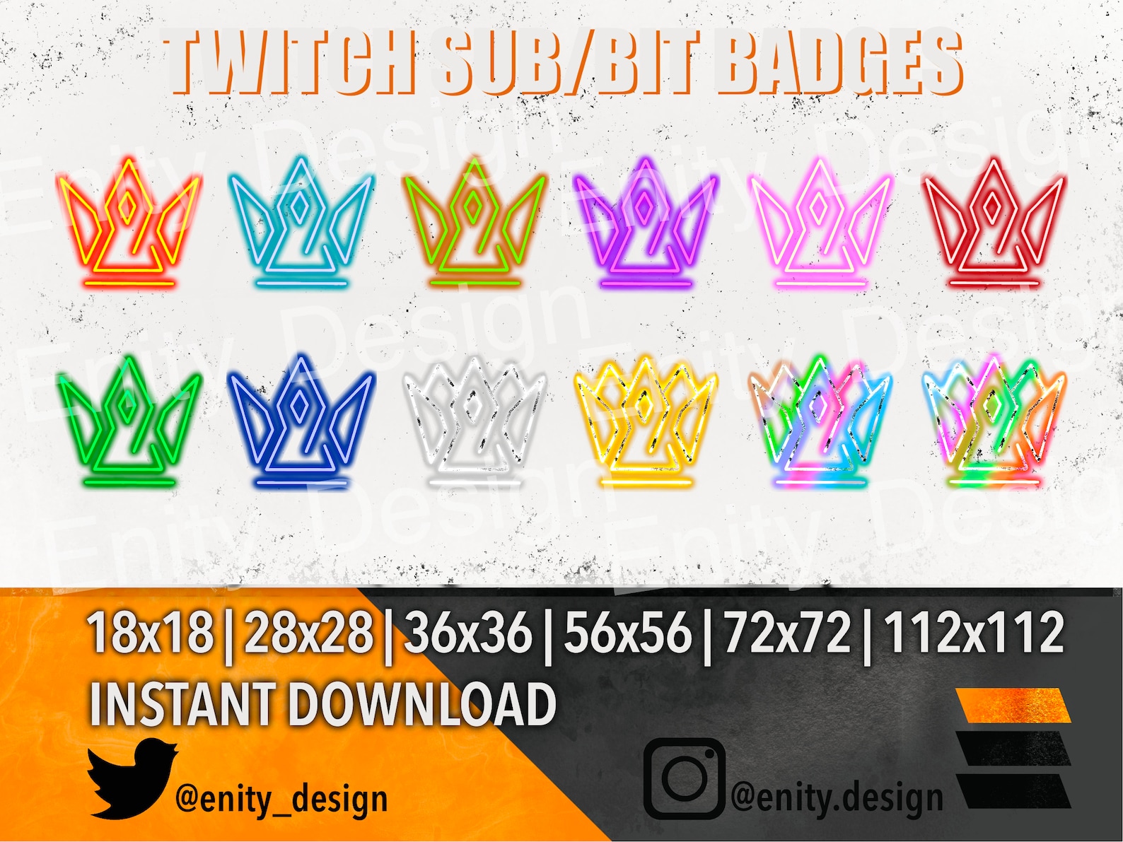 Neon Crown Twitch Sub Badges | Diamond Crowns Sub Badges | Neon ...