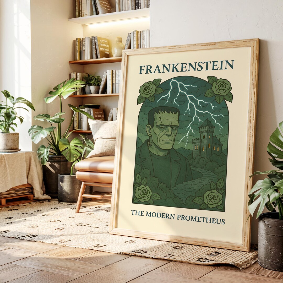 Frankenstein Print | Mary Shelley | Gothic Horror Wall Art | Dark ...