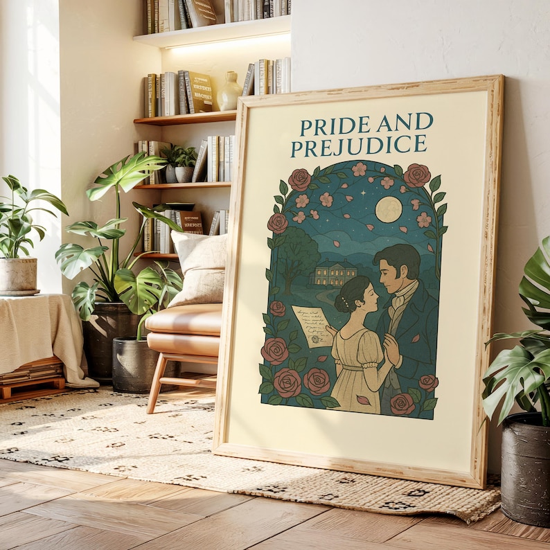Pride and Prejudice Jane Austen Art Print | Regency Romance Wall Art ...