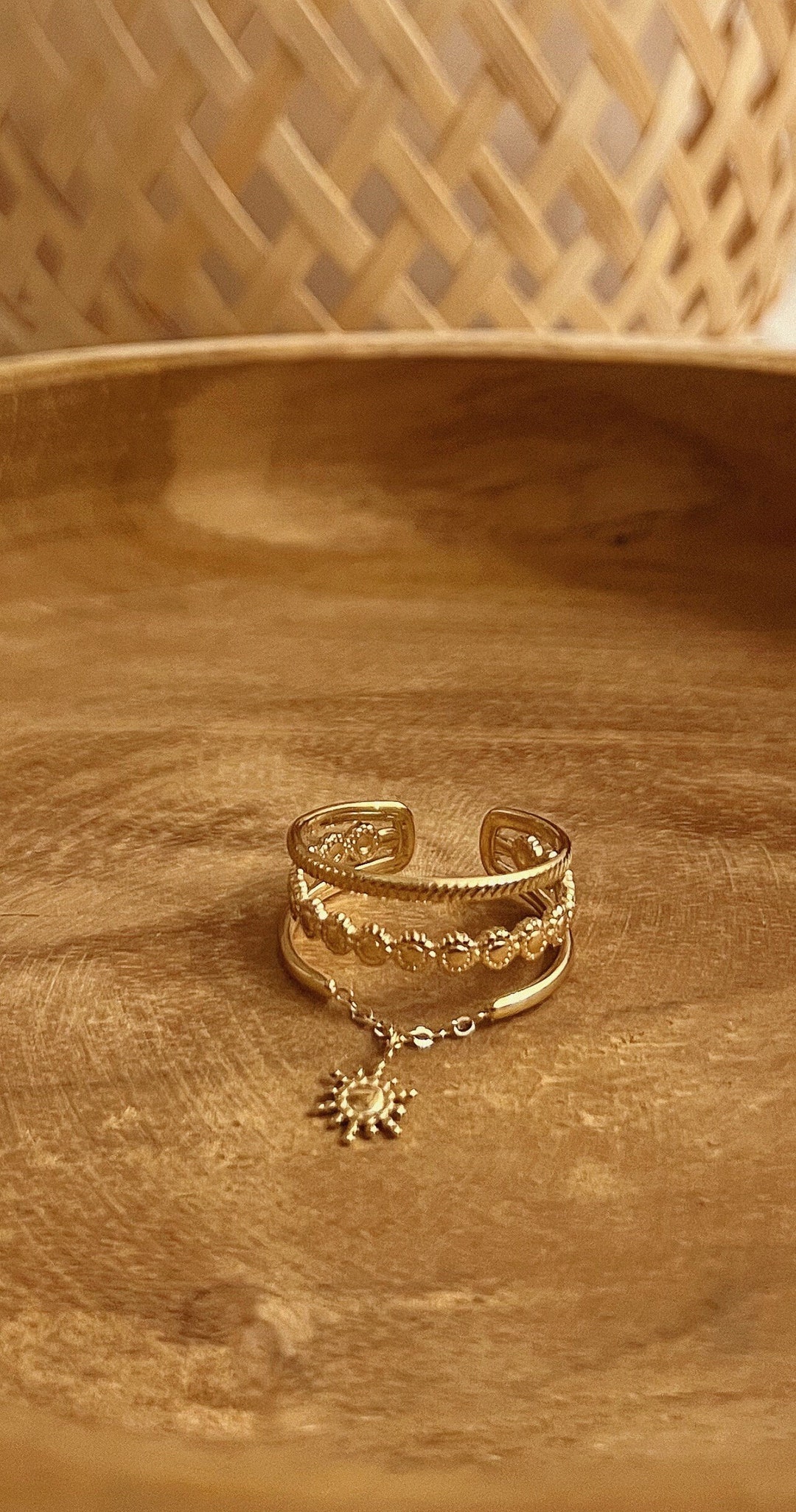 ALANA Ring Multi-row Ring With Small Sun Charm Surgical Steel and ...