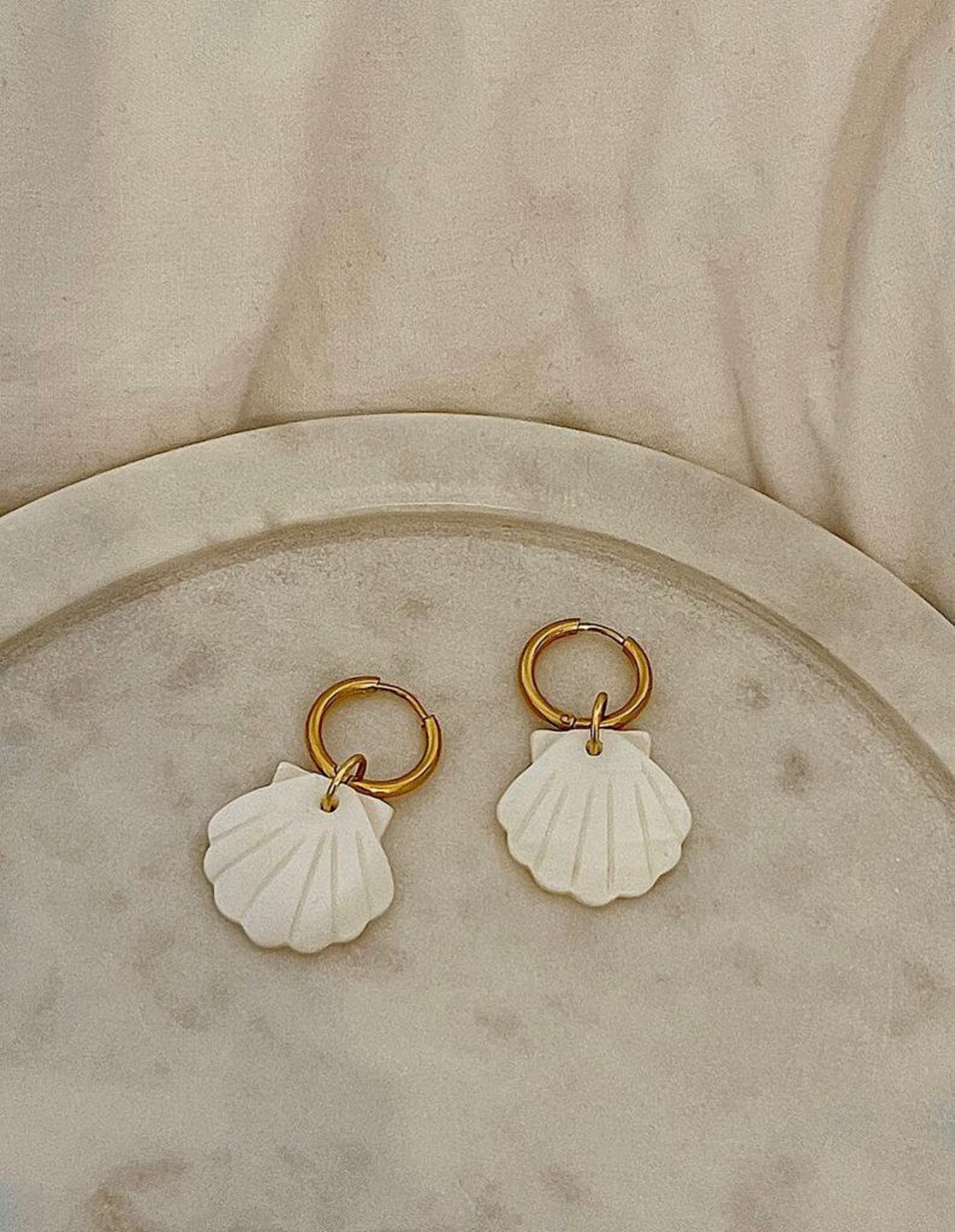 NAÏA Mini Hoop Earrings Stainless Steel Mother-of-pearl Shell Hoop ...