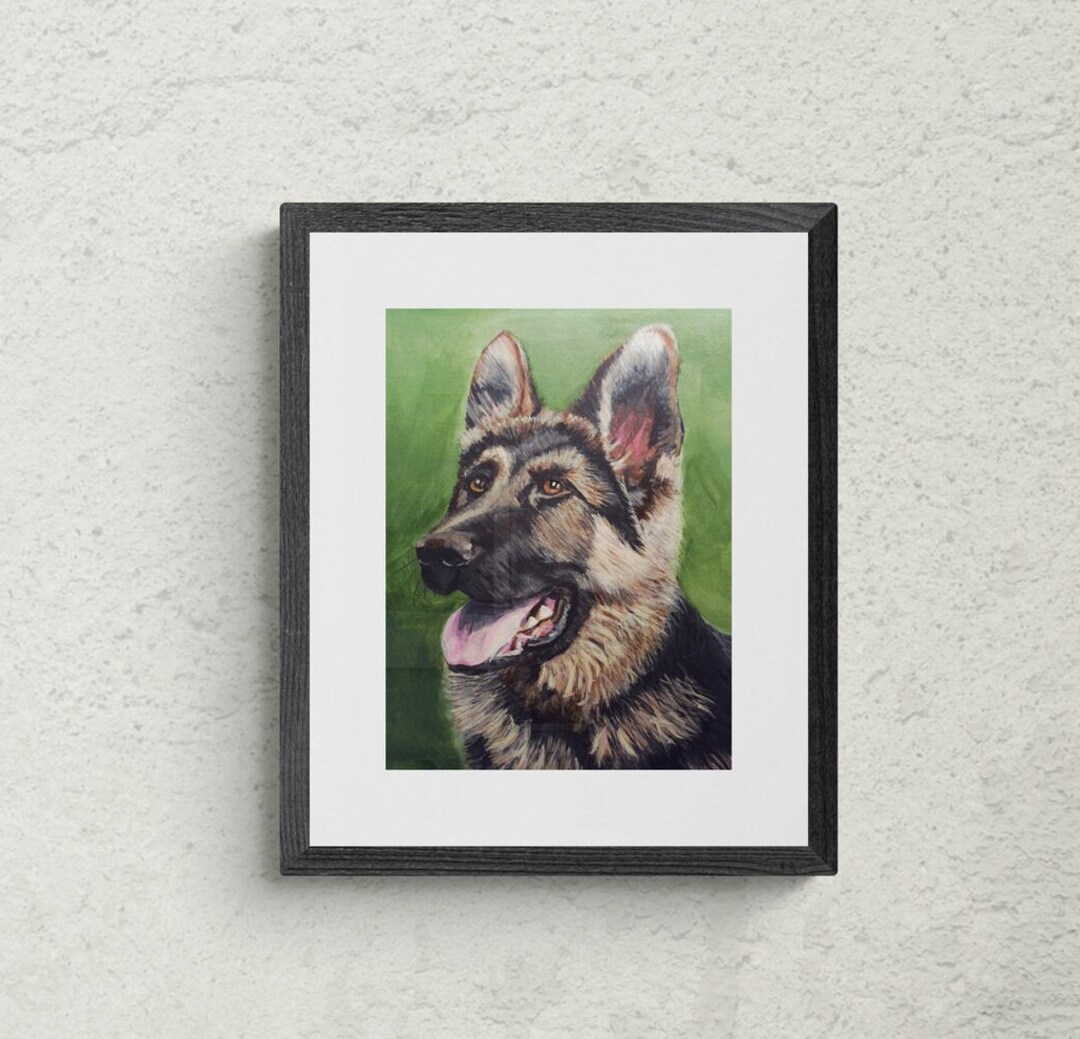 Black & Tan German Shepard Fine Art Print, German Shepard Portrait, Dog ...