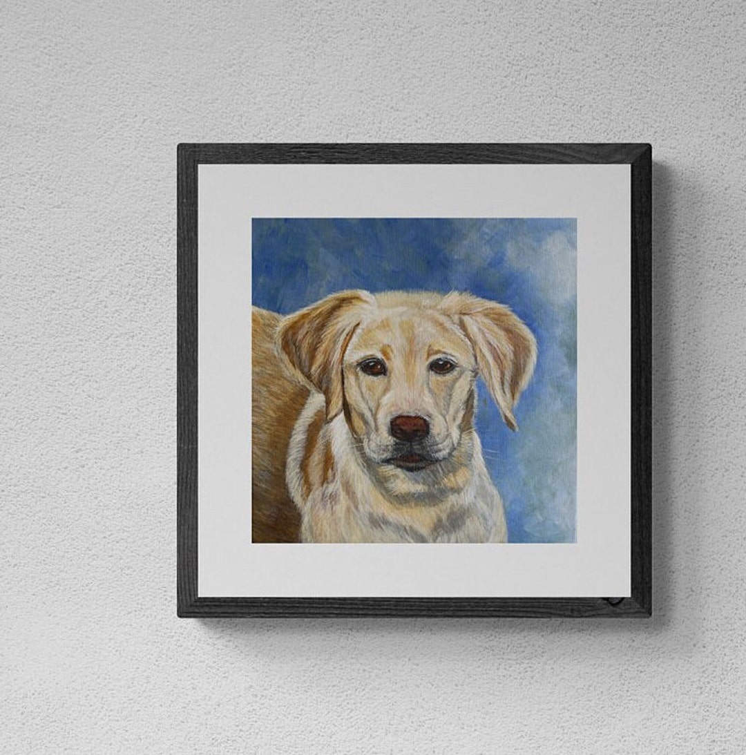 Original Yellow Lab Dog Painting, Hand Painted Pet Portrait, Original ...