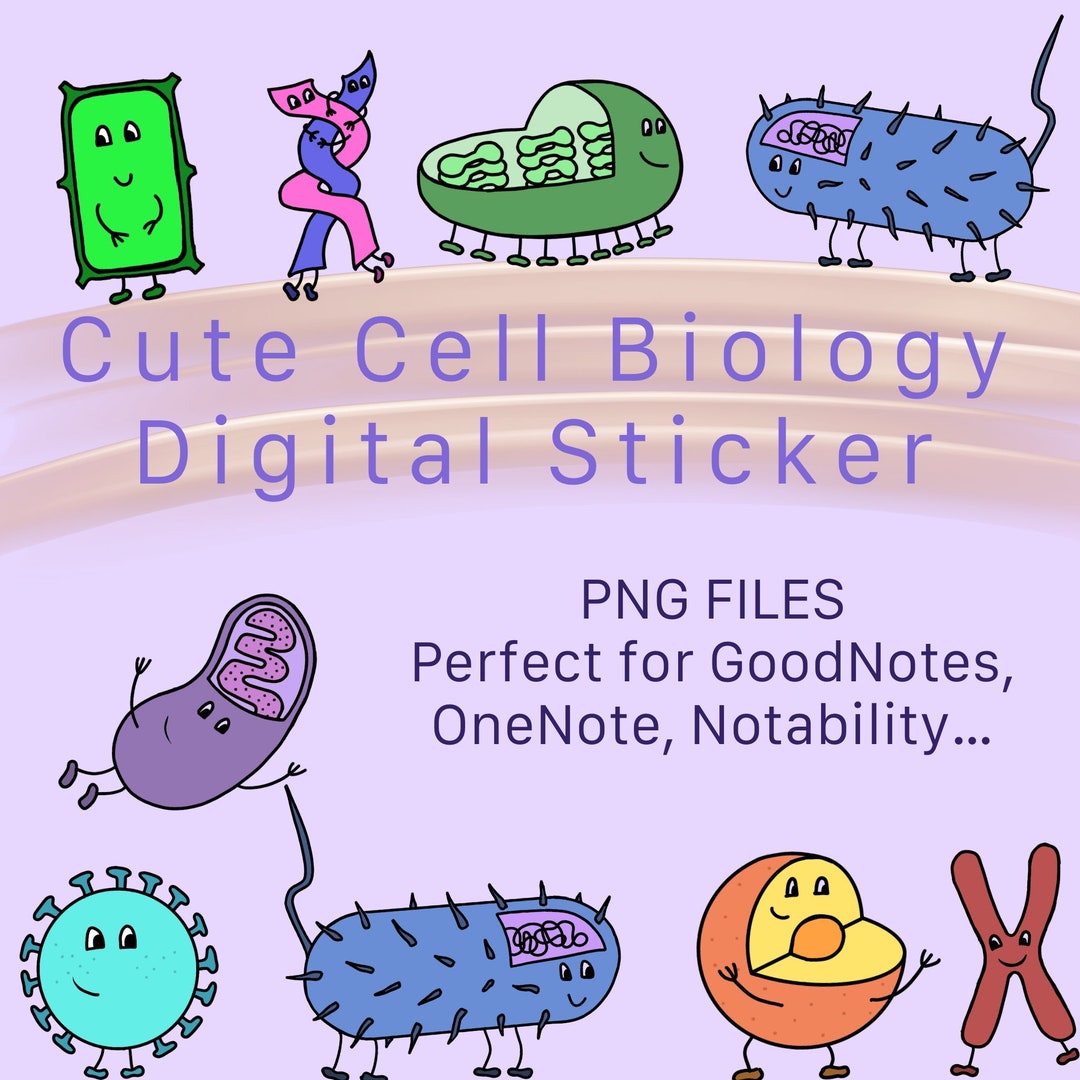 Cute Cell Biology Digital Stickers // Goodnotes Stickers for Studying ...