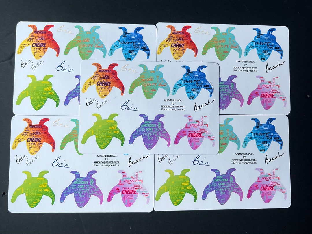 Goat Sticker Sheet Word Cloud Stickers Multilingual Stickers Bullet ...