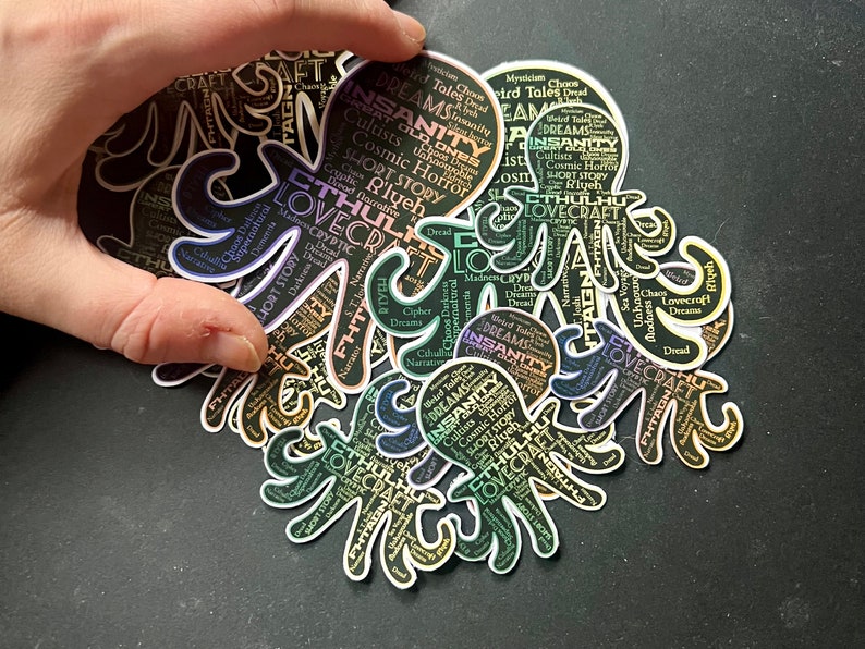 Lovecraft Cthulhu Sticker Word Cloud Insane Octopus Cosmic Horos Art - Etsy