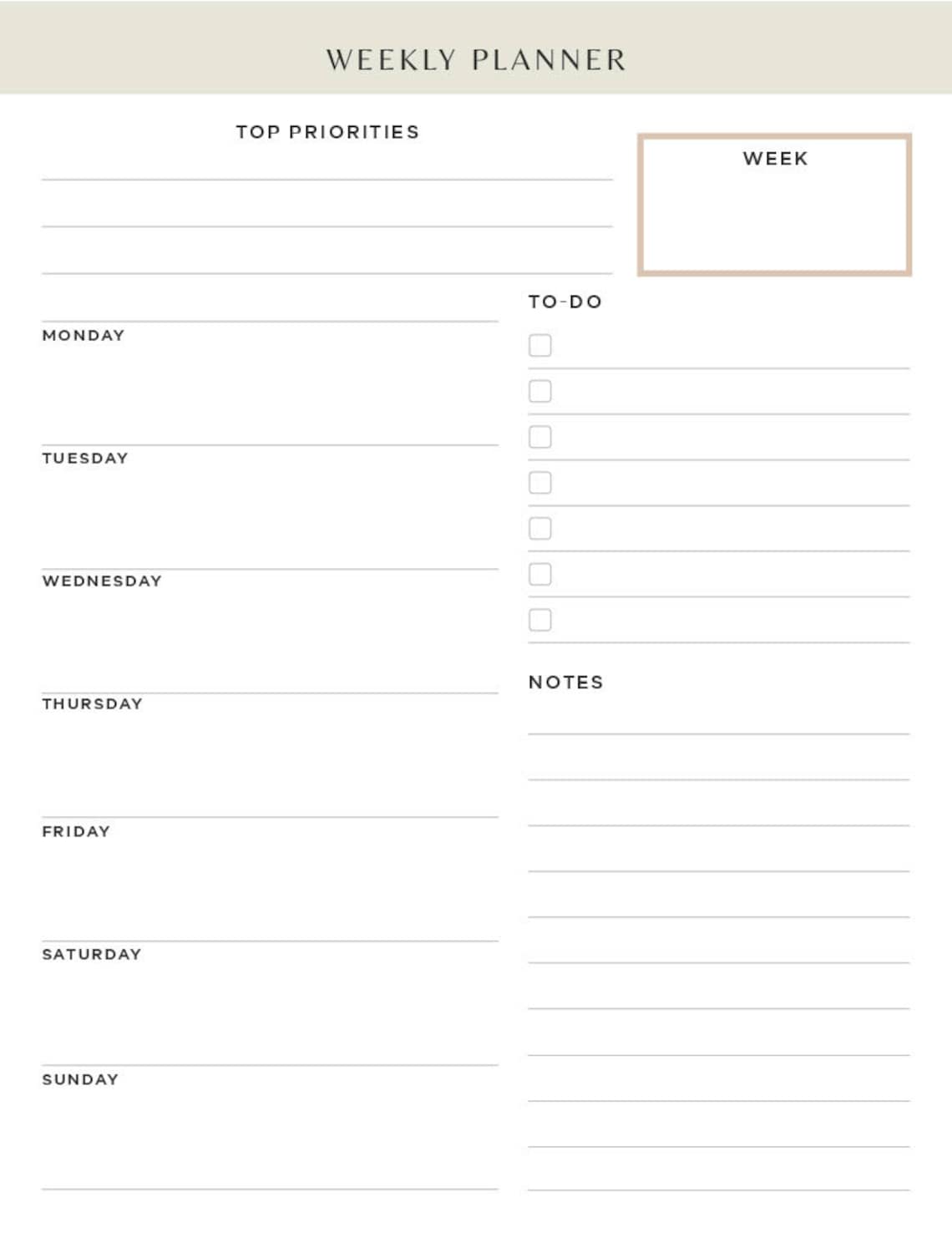 24 Hour Planner and A Weekly Planner - Etsy
