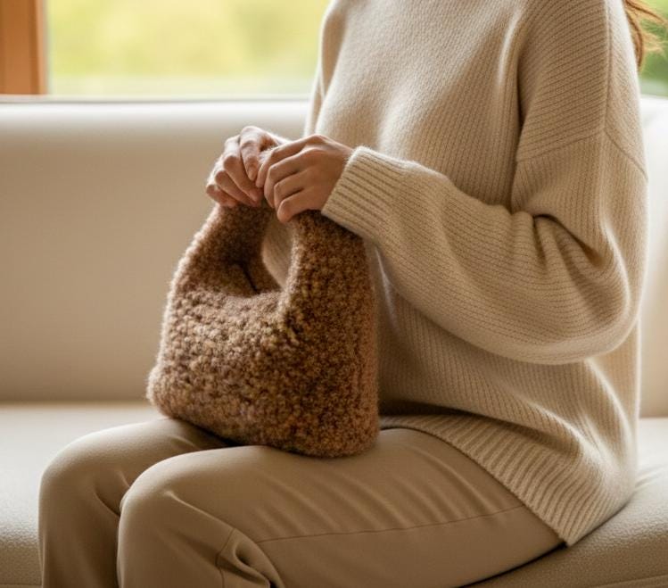 Cozy Teddy Crochet Handbag, Soft Plush Winter Bag, Handmade Bouclé ...