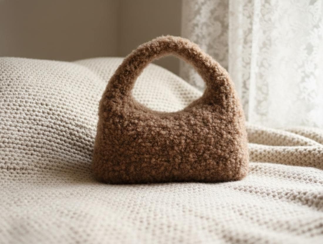 Cozy Teddy Crochet Handbag, Soft Plush Winter Bag, Handmade Bouclé ...