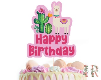 Llama Party Cake Topper Llama Birthday Party Cacti Its My Birthday ...