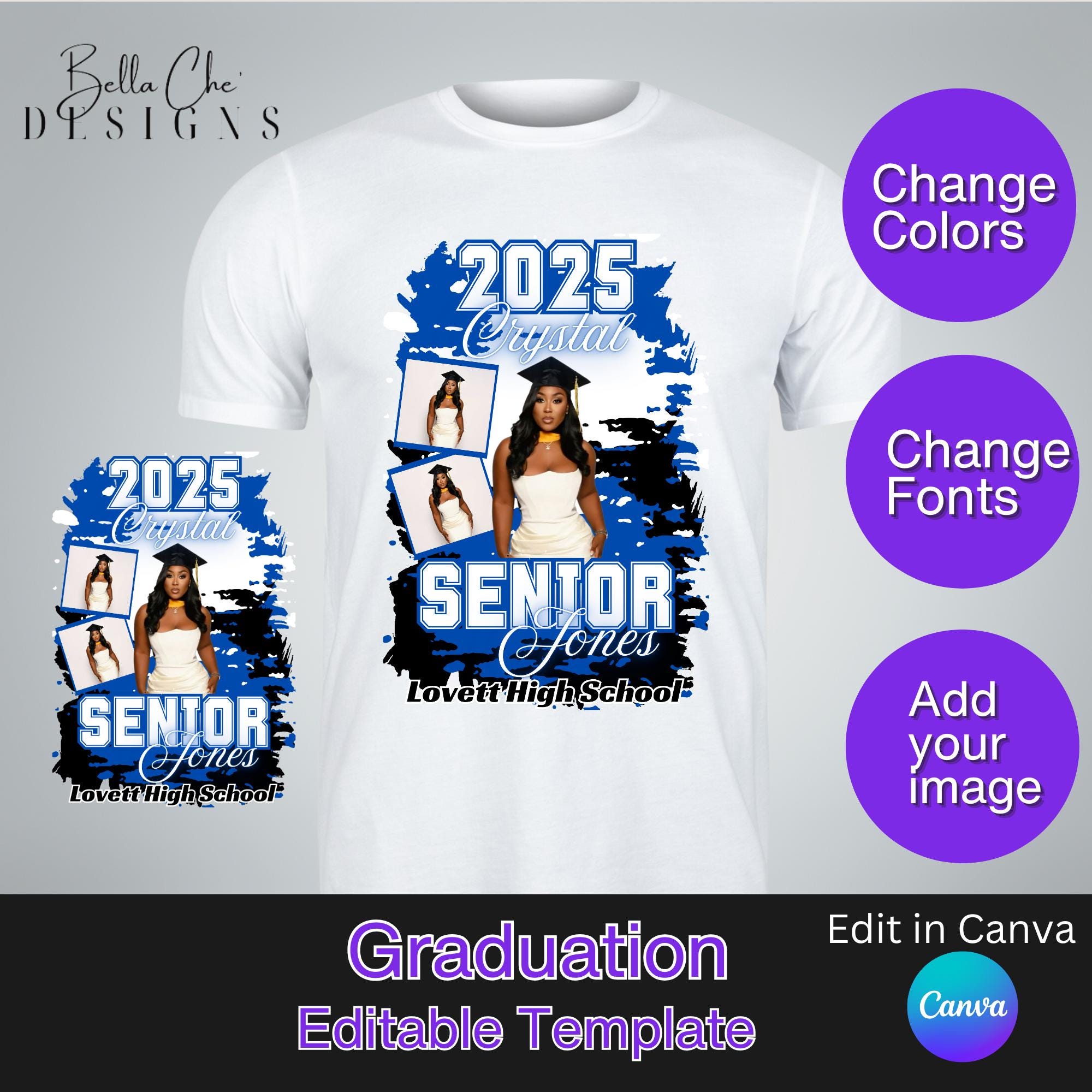 Graduation T-shirt Design, 2025 Grad, Editable in Canva, Sublimation ...