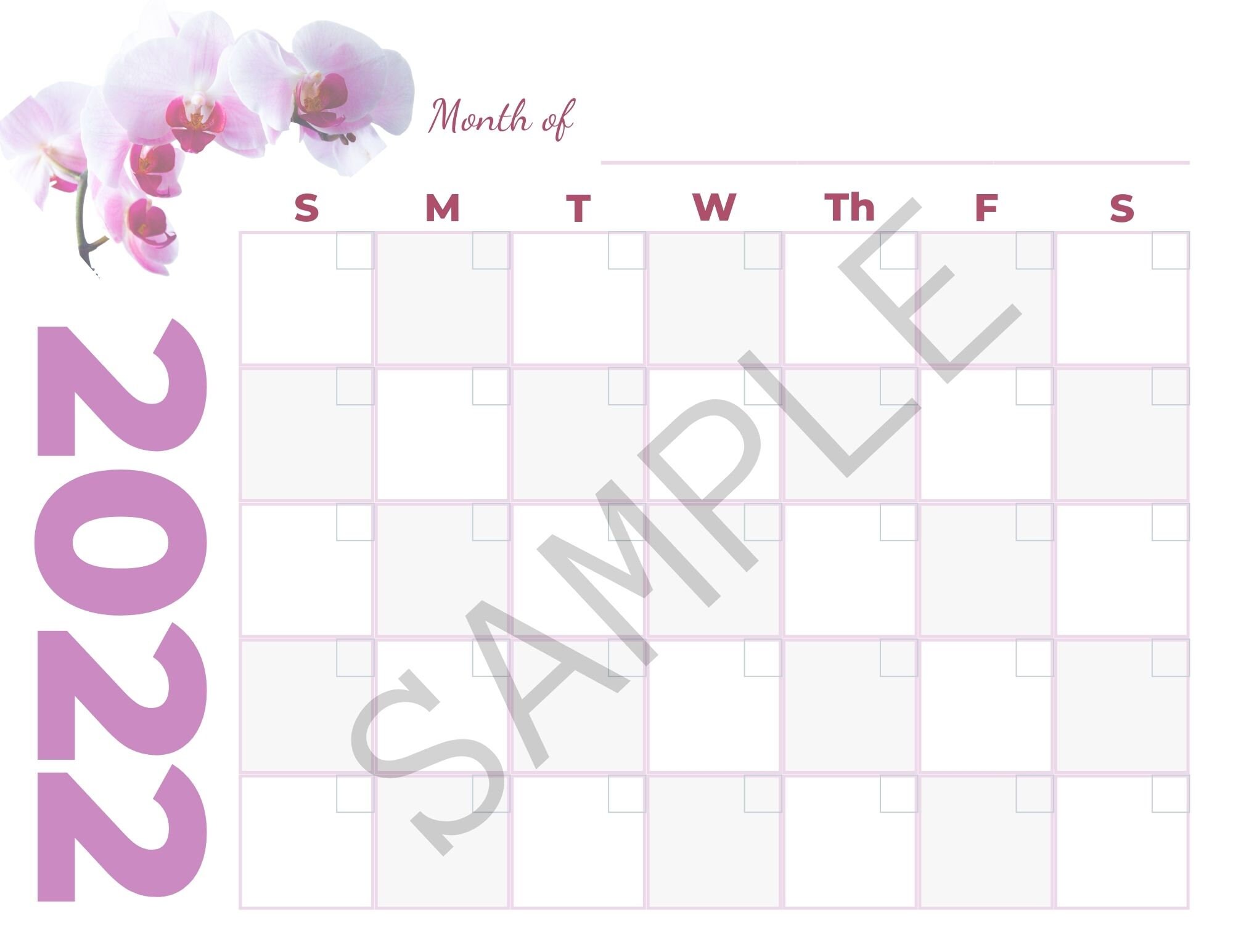 Printable Digital Download Perpetual Blank Calendar | Flower Theme ...