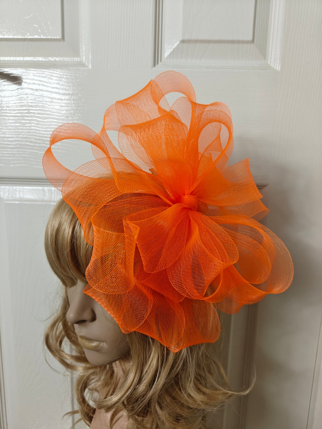 Orange Crin Flower Fascinator Wedding Hat on Headband ( Can Change Into ...