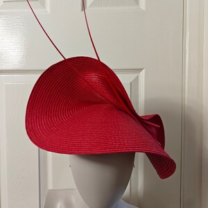 Red Large Straw Ostrich Quill Spine Fascinator Millinery Burlesque ...