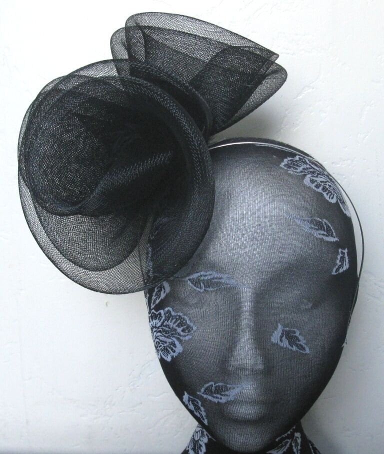 Black Crin Fascinator Wedding Hat on Headband ( Can Change Into Clips ...
