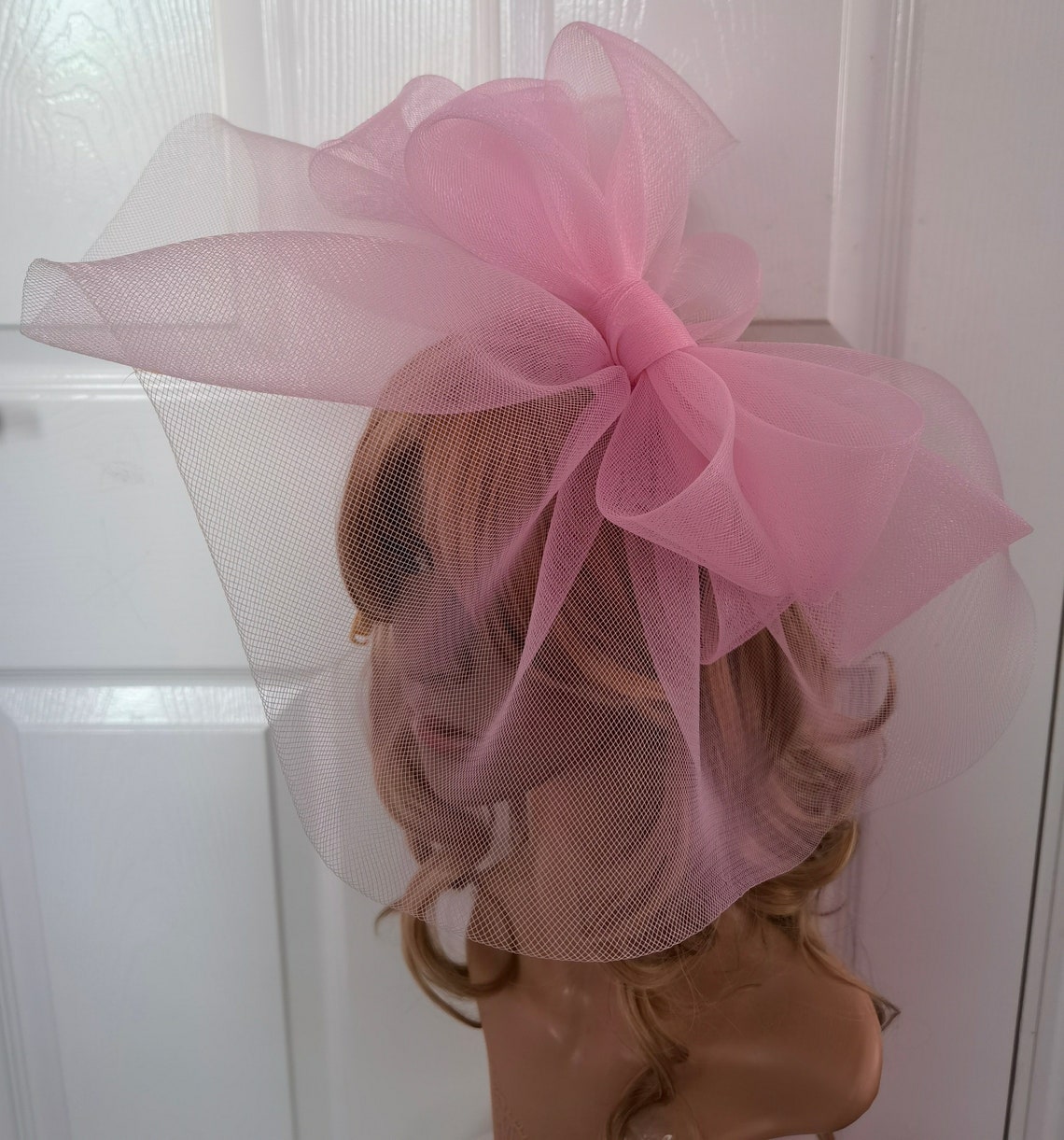 Pink Crin Fascinator Wedding Hat on Headband ( Can Change Into Clips or ...
