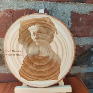 Personalised Custom Made Wood Tree Trunk Engraving Plaque Stand Photo ...