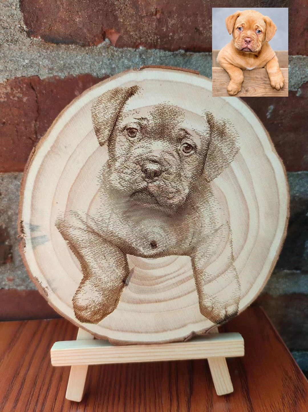 Personalised Custom Made Wood Tree Trunk Engraving Plaque Stand Photo ...