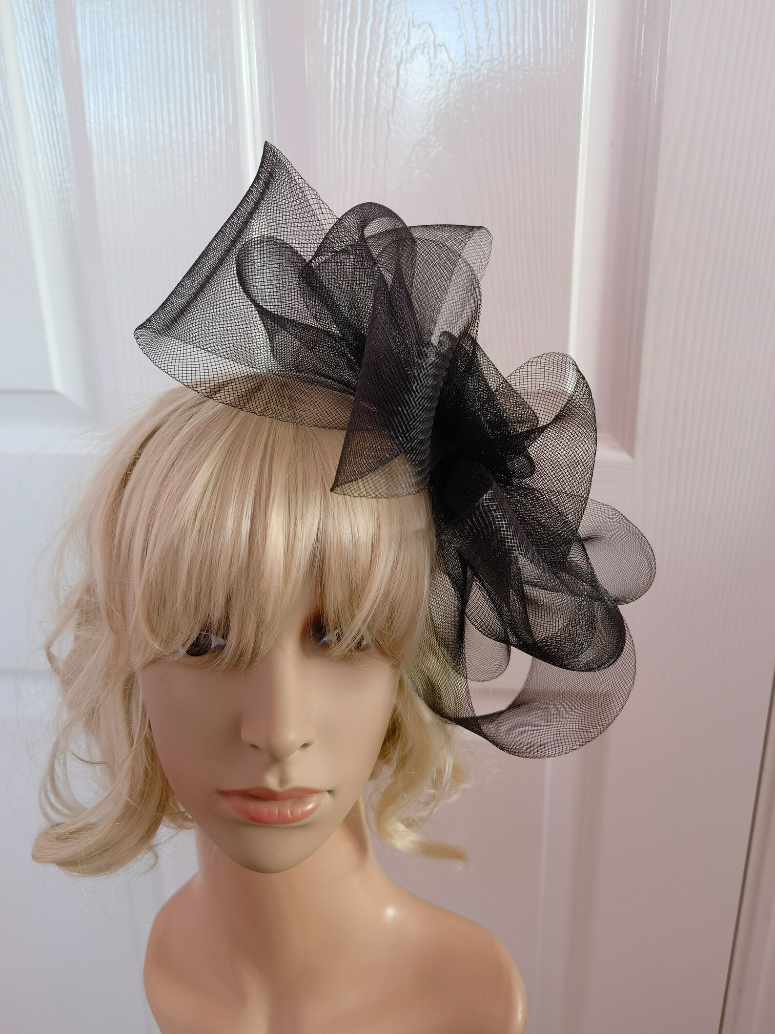 Black Crin Fascinator Wedding Hat on Headband Can Change - Etsy