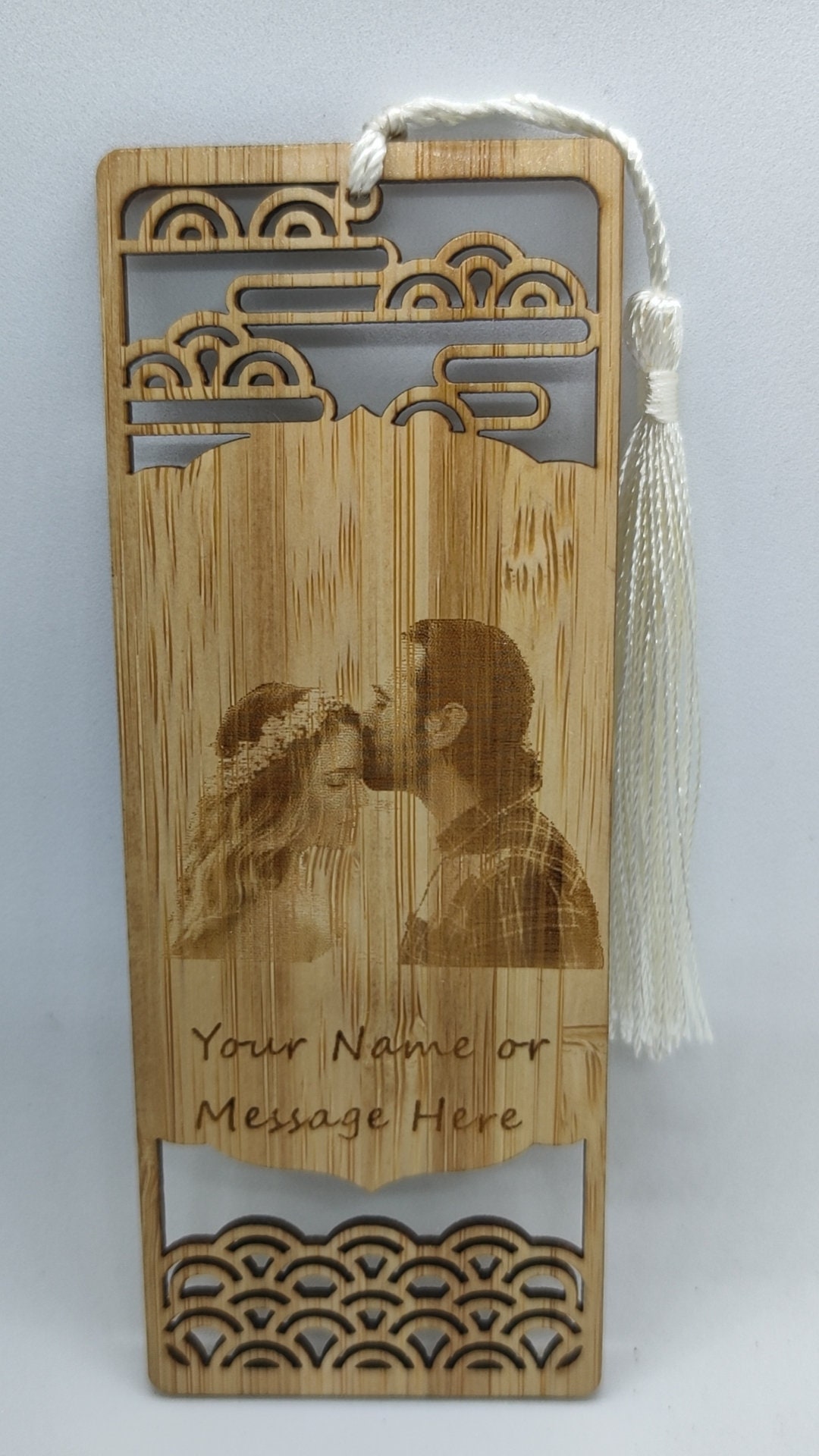 Personalised Bamboo Wood Bookmark Tassel Photo Picture Portrait Name ...