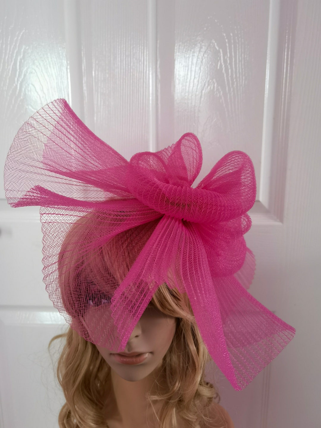 Dark Pink Crin Fascinator Wedding Hat on Headband ( Can Change Into ...