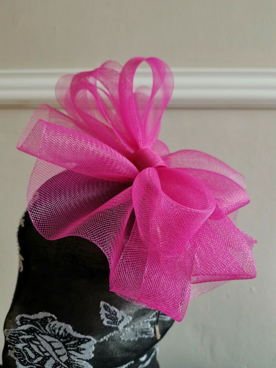 Pink Crin Fascinator Wedding Hat on Headband ( Can Change Into Clips or ...