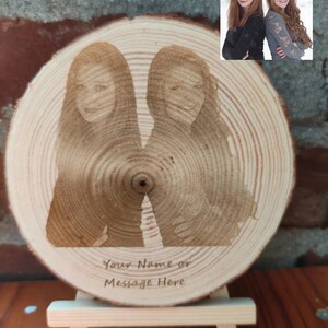 Personalised Custom Made Wood Tree Trunk Engraving Plaque Stand Photo ...